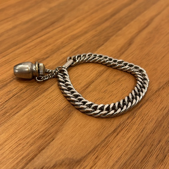 Jewelry | Vintage Bracelet Heavy Chain Link Perfume Pot Silver Color ...